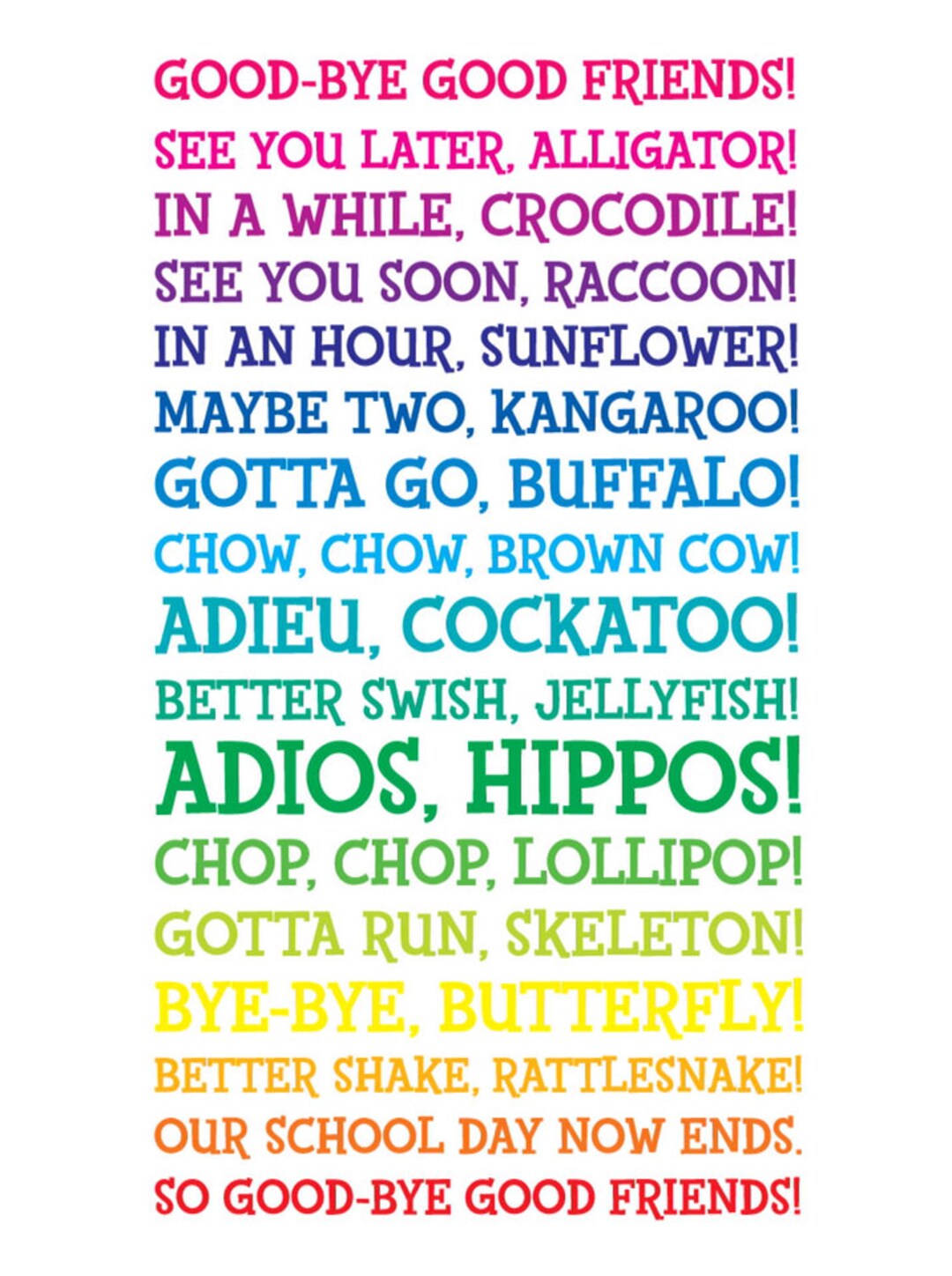 Good Bye Friends- Subway Art - Etsy