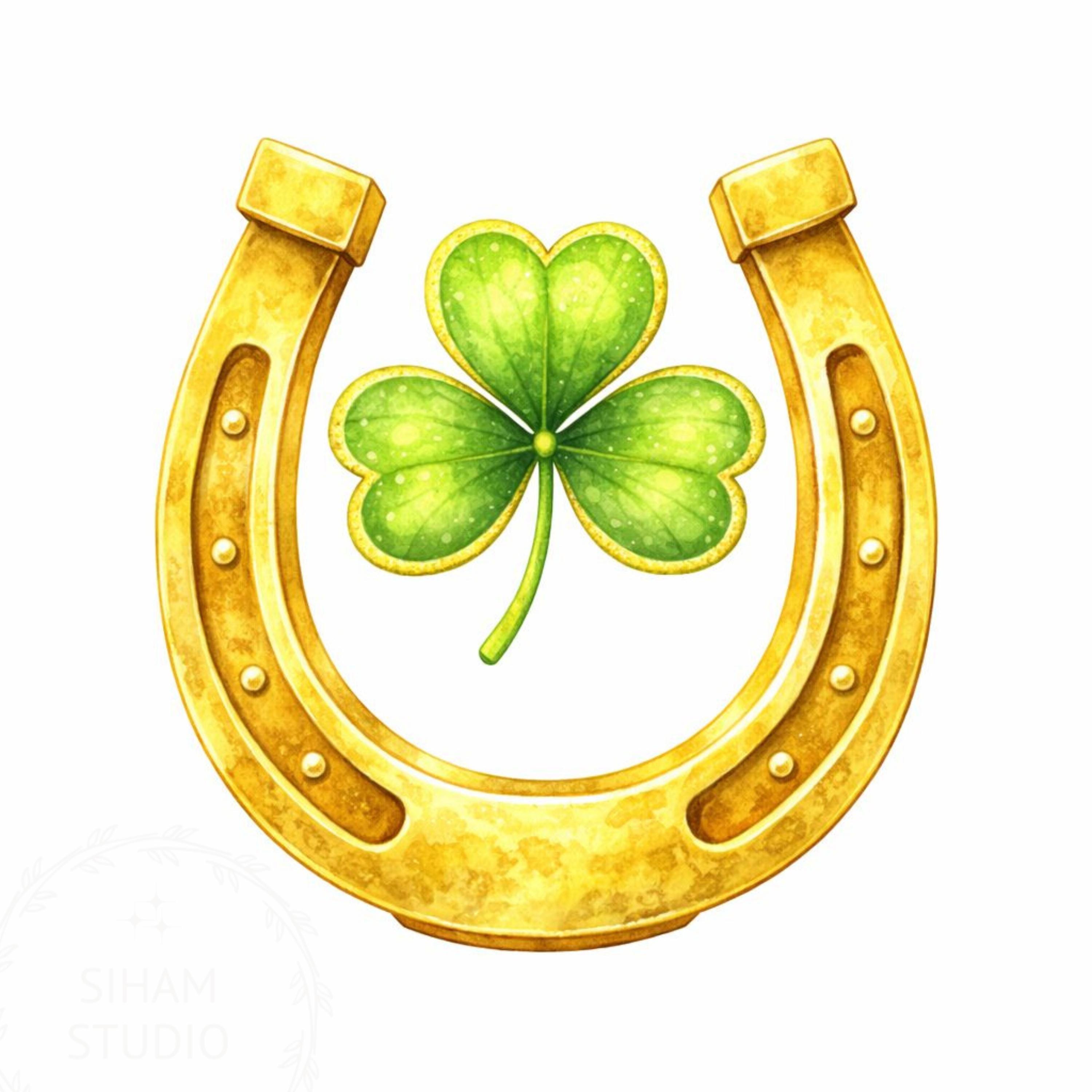 St Patrick’s Horseshoe PNG With Clover | Lucky Irish Clipart | T-shirt ...