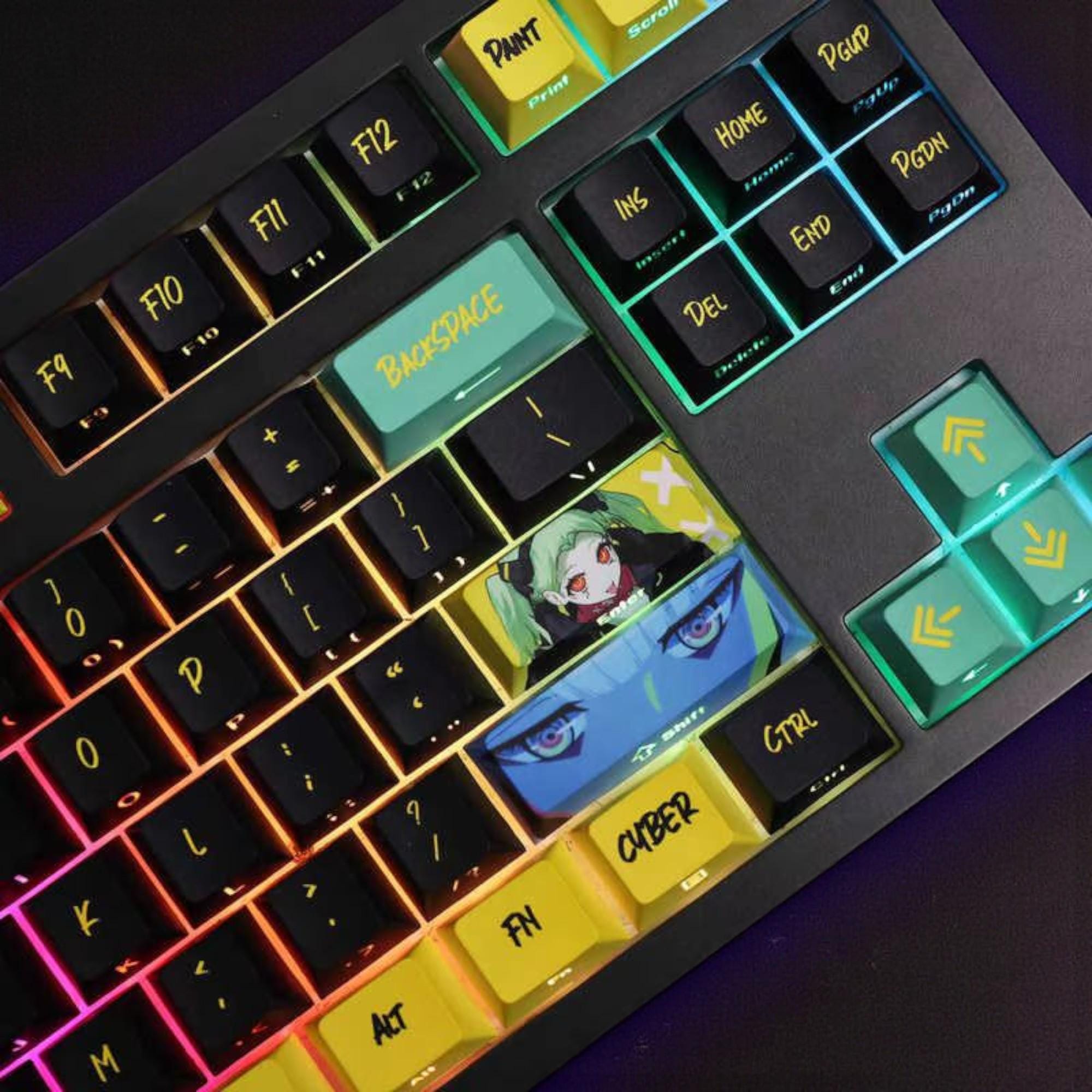 Cyberpunk Edgerunners Keycaps Set – Dual Legend, 130 Keys PBT ASA ...
