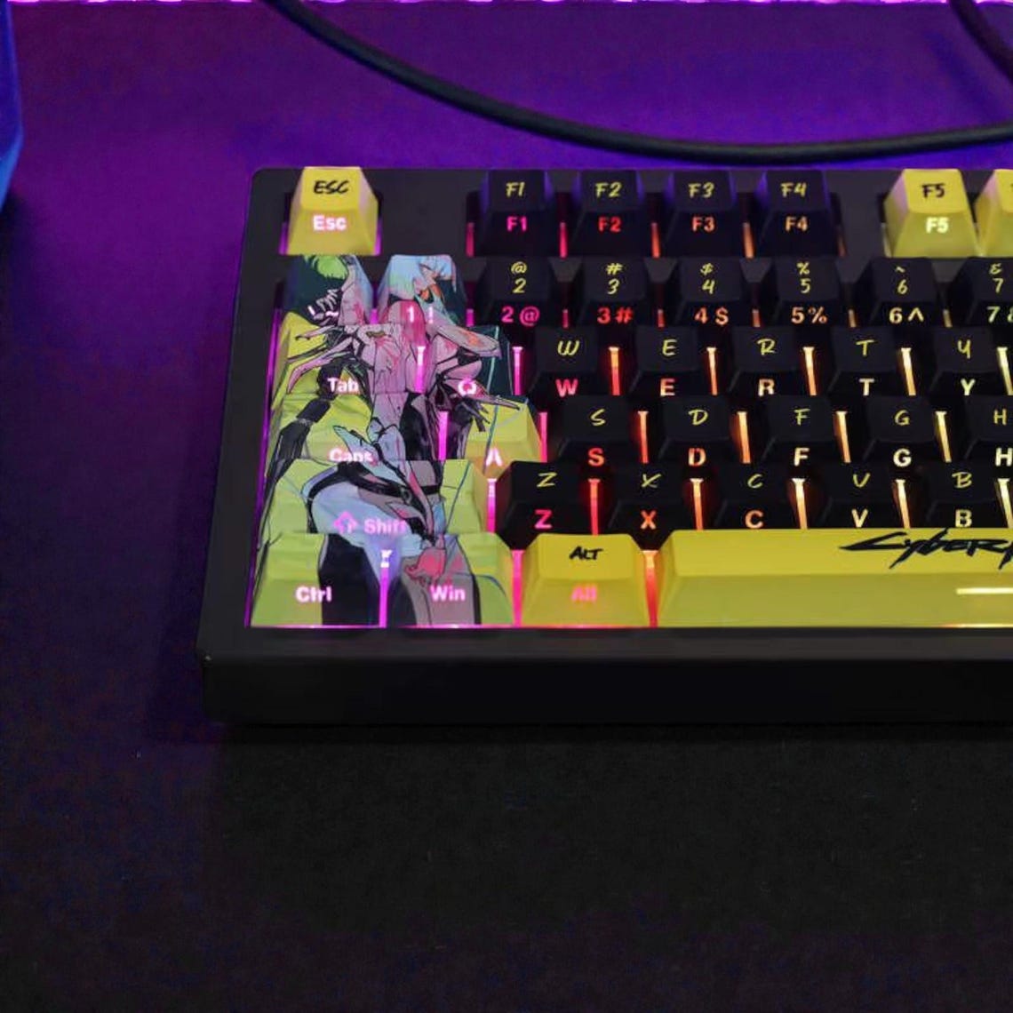 Cyberpunk Edgerunners Keycaps Set – Dual Legend, 130 Keys PBT ASA ...