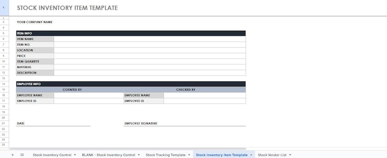 Stock Inventory Control Google Sheets | Inventory Tracking Spreadsheet ...