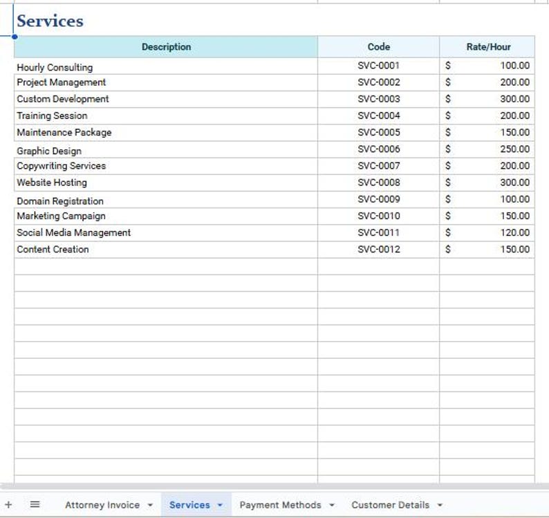 Attorney Invoice Template | Professional Legal Billing (word & Excel ...