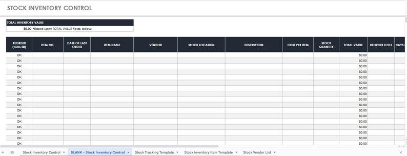 Stock Inventory Control Google Sheets | Inventory Tracking Spreadsheet ...
