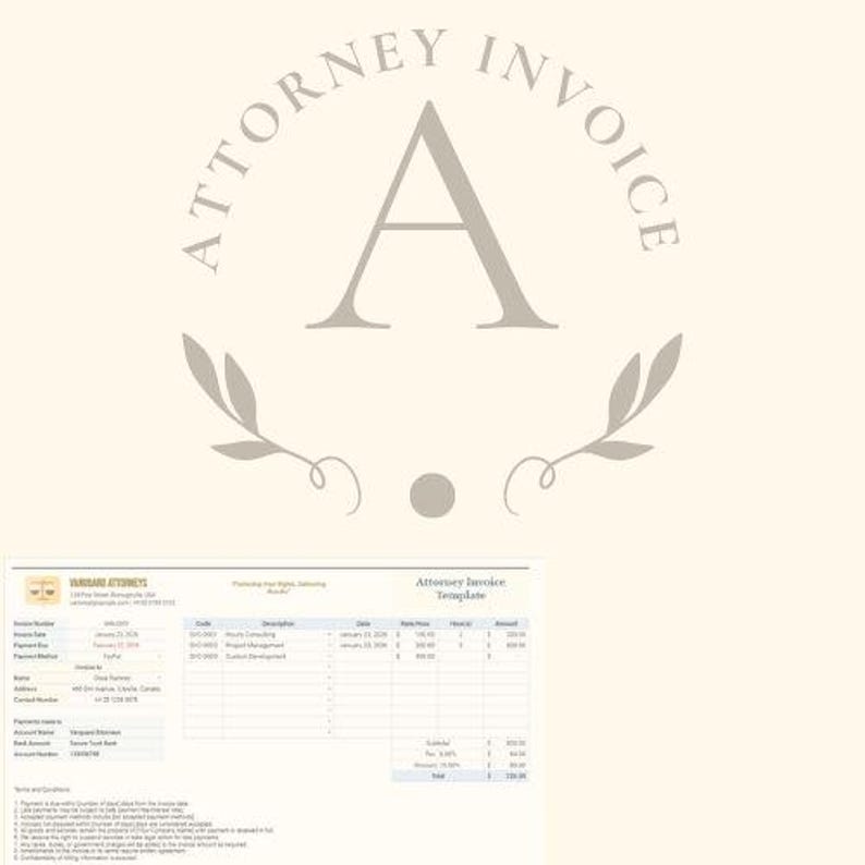 Attorney Invoice Template | Professional Legal Billing (word & Excel ...