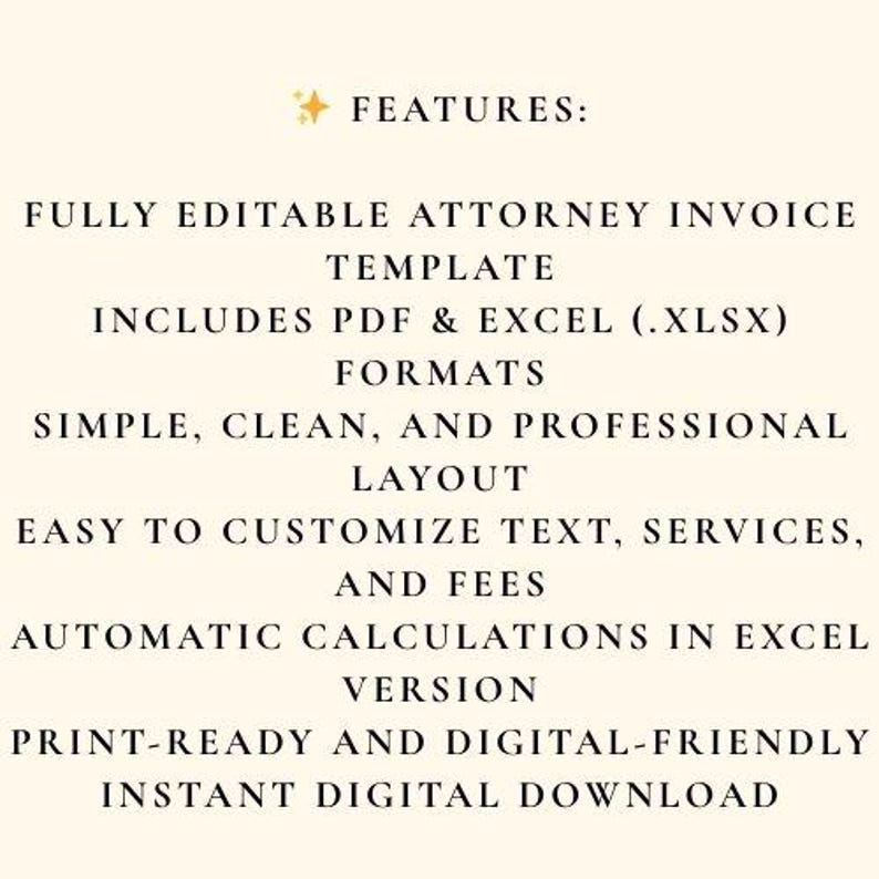 Attorney Invoice Template | Professional Legal Billing (word & Excel ...