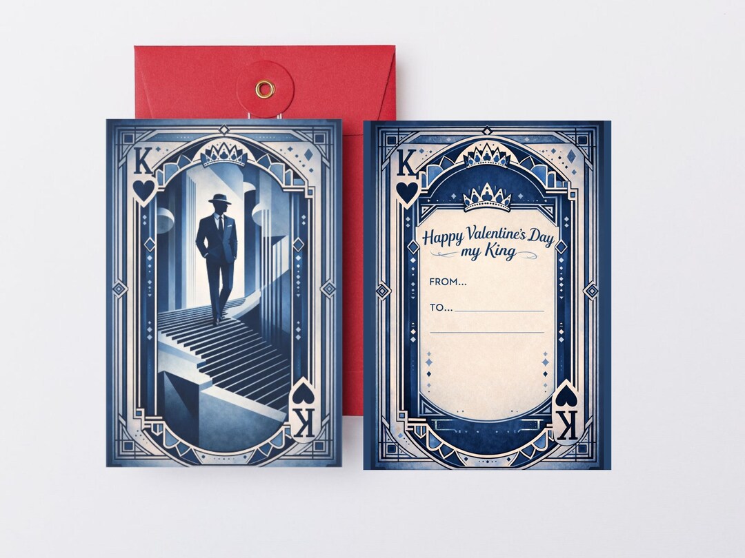 King Valentine Card for Husband Art Deco,happy Valentines Day My King ...