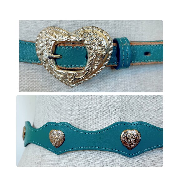 Teal Leather Belt - Etsy