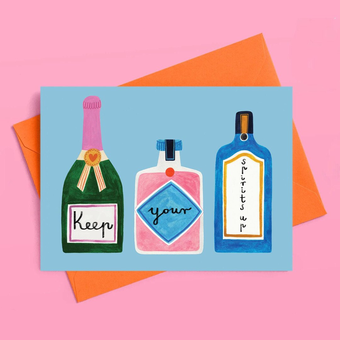 Spirits up Card Birthday Card for Drinker Greeting Card Fun for Her ...