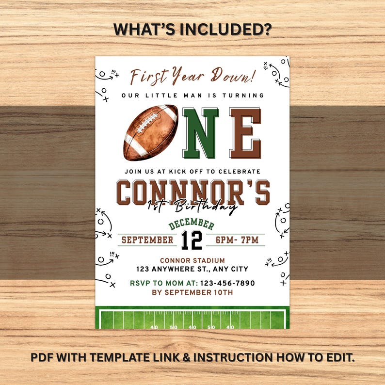 Editable Football Birthday Invitation, Birthday Party , Football Boy ...