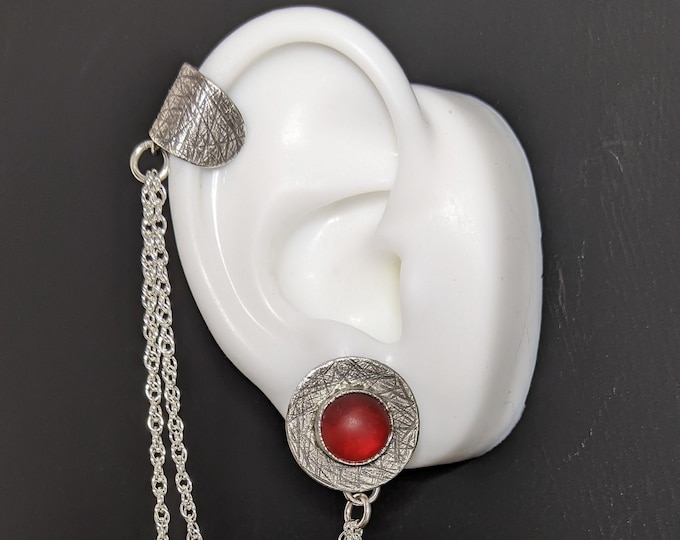 Bajoran Inspired Earring, Ear Cuff Chain Earrings, Star Trek Inspired ...