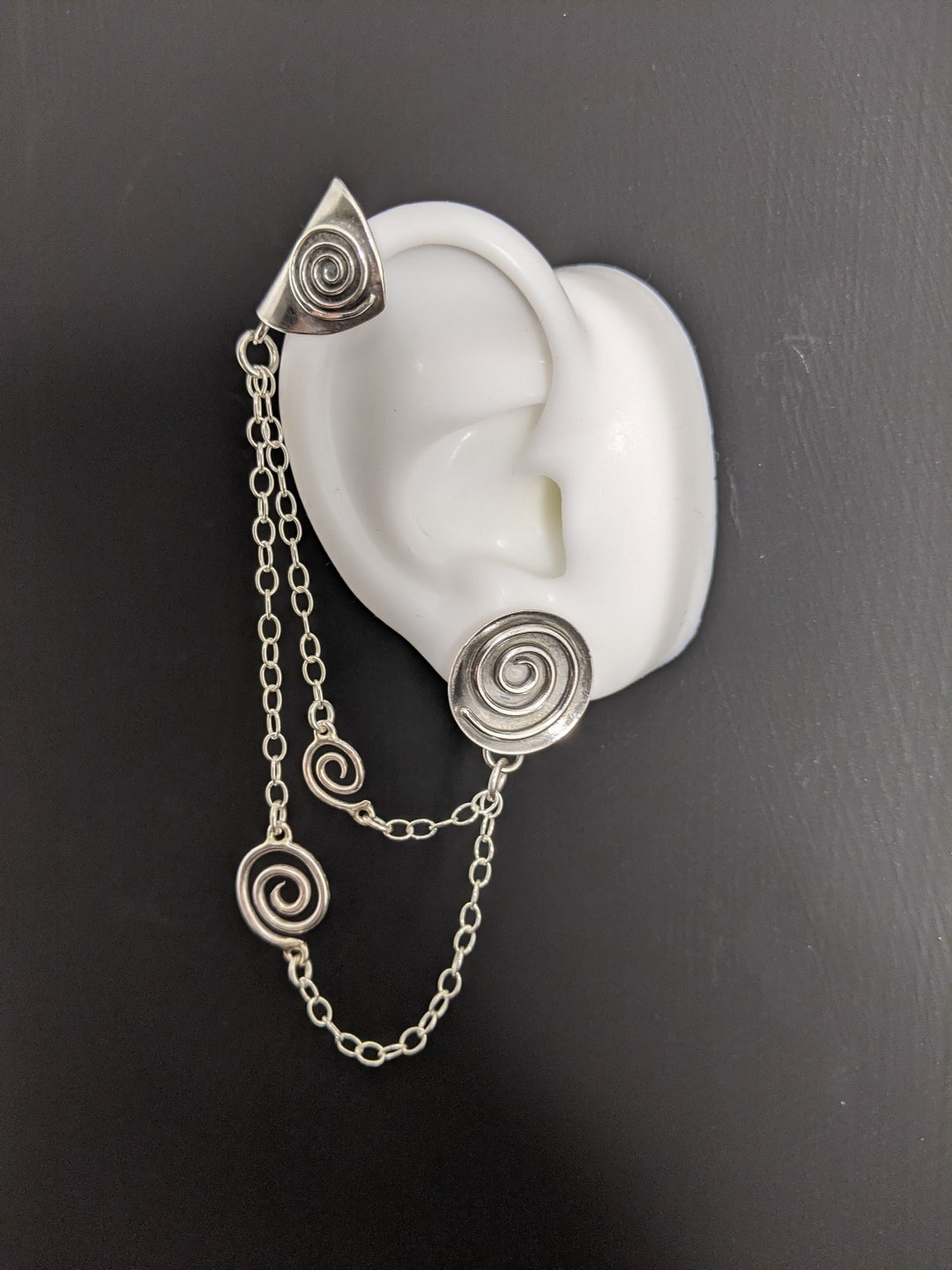 Bajoran Inspired Earring, Ear Cuff Chain Earrings, Star Trek Inspired ...