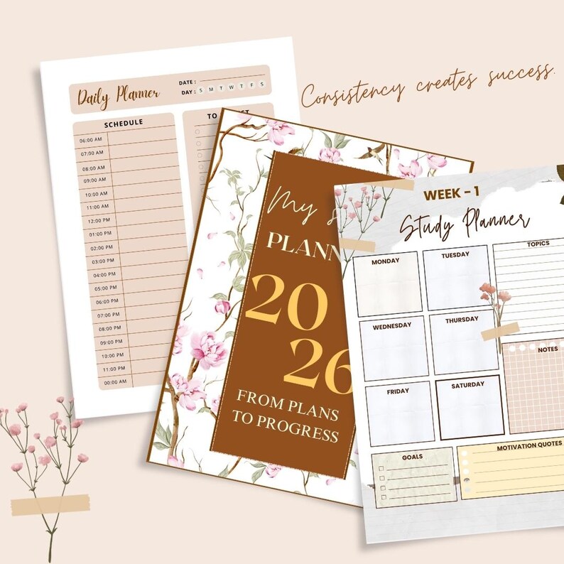 2026 Student Planner | Minimal Floral Design, Weekly & Daily (digital ...