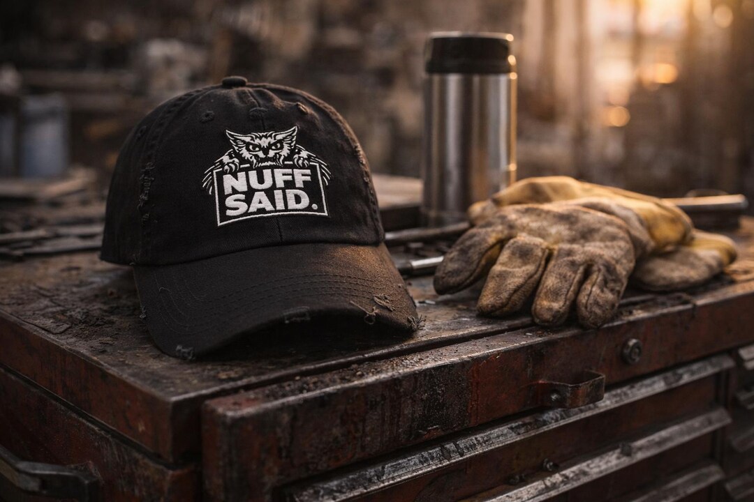 NUFF SAID Defiant Owl Hat Black Distressed Baseball Cap for Men Who ...