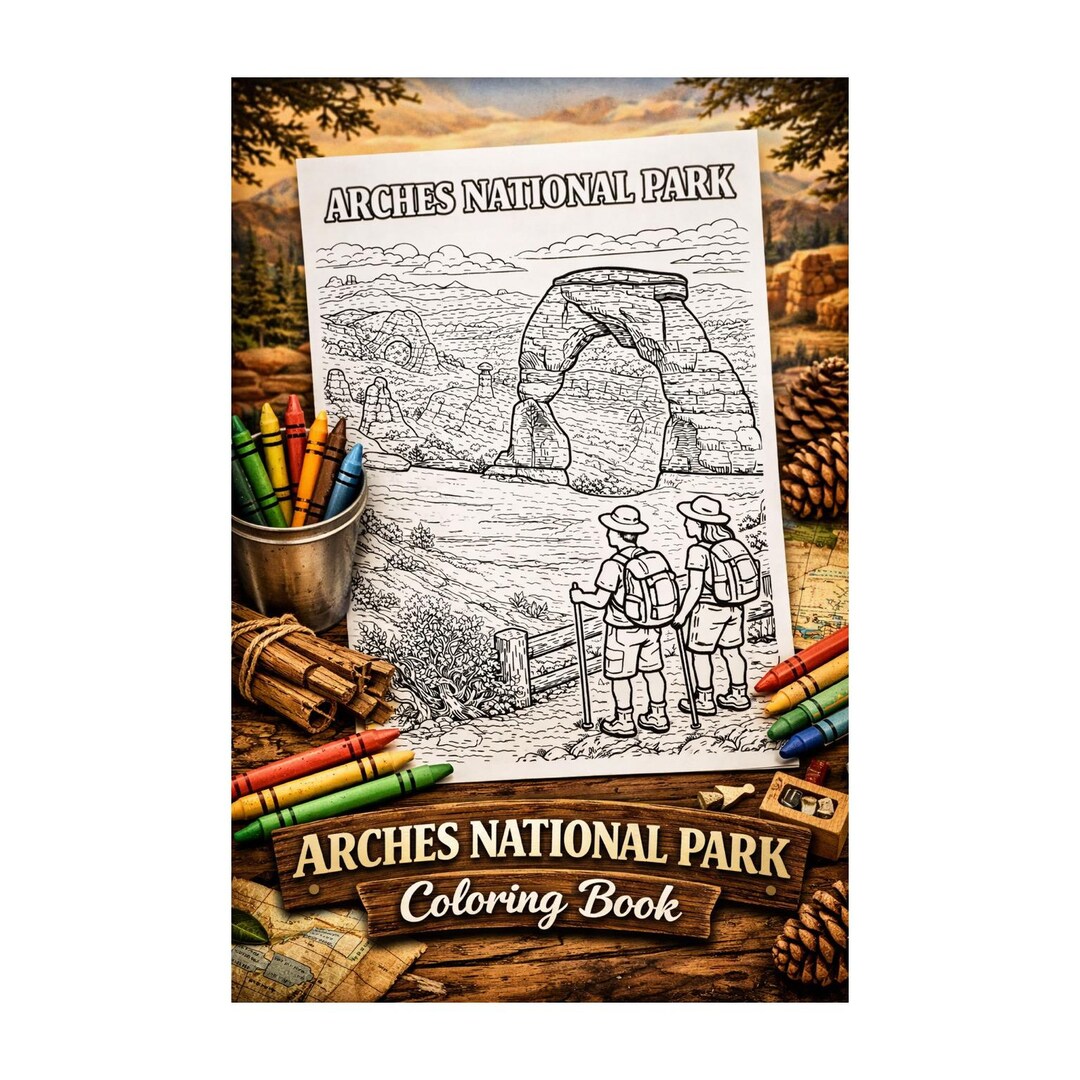 Arches National Park Coloring Book | Adult Coloring Pages | Travel ...