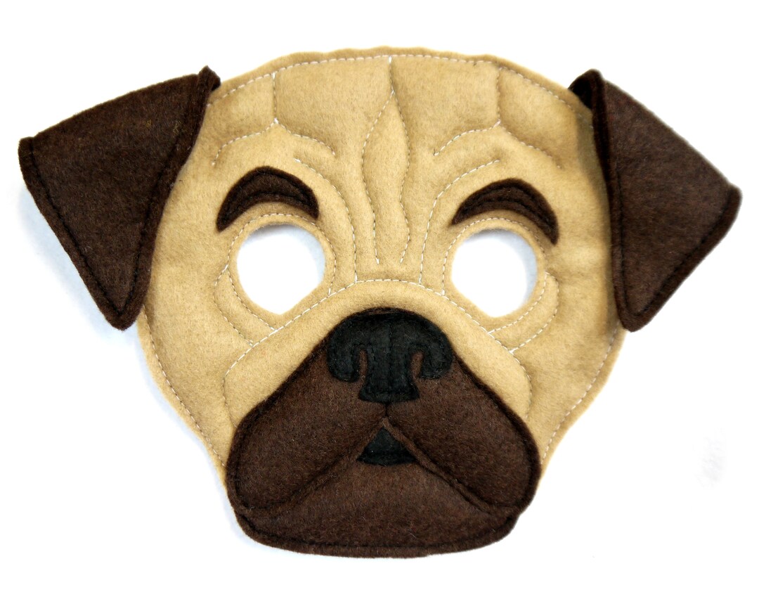 Pug Costume Mask Book Day Dog Gift Children's or Adults Size Birthday ...