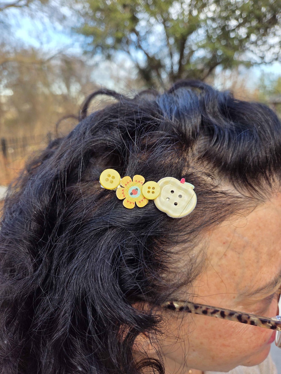 Vintage Boho Button Hair Clip – Cute Alligator Hair Clip, Handmade ...
