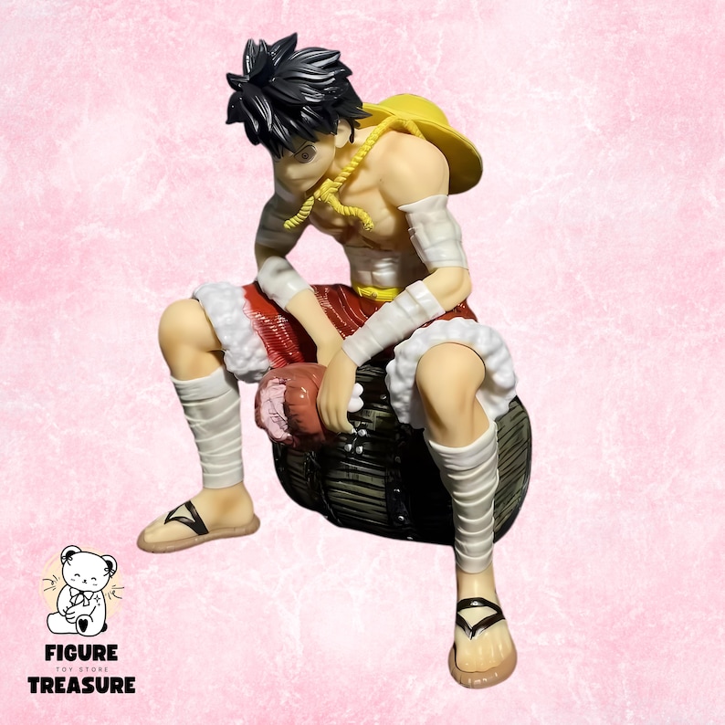 18cm Monkey D. Luffy Sitting Barrel Figure – One Piece Anime PVC ...