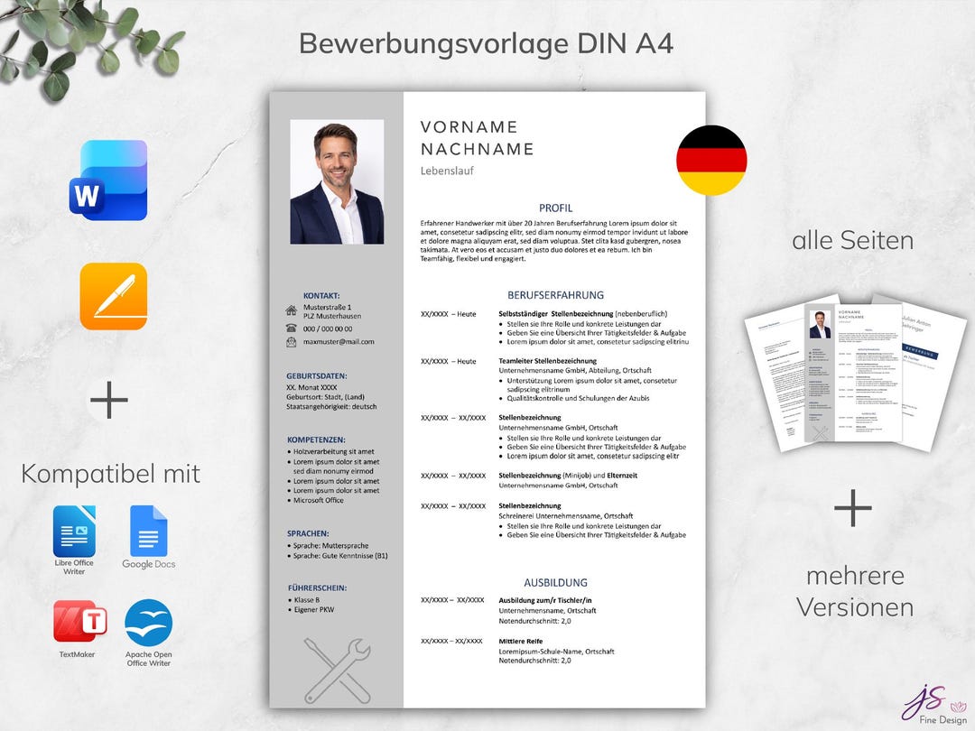 Application Template for Skilled Trades in Germany 2026 | Tabular CV ...