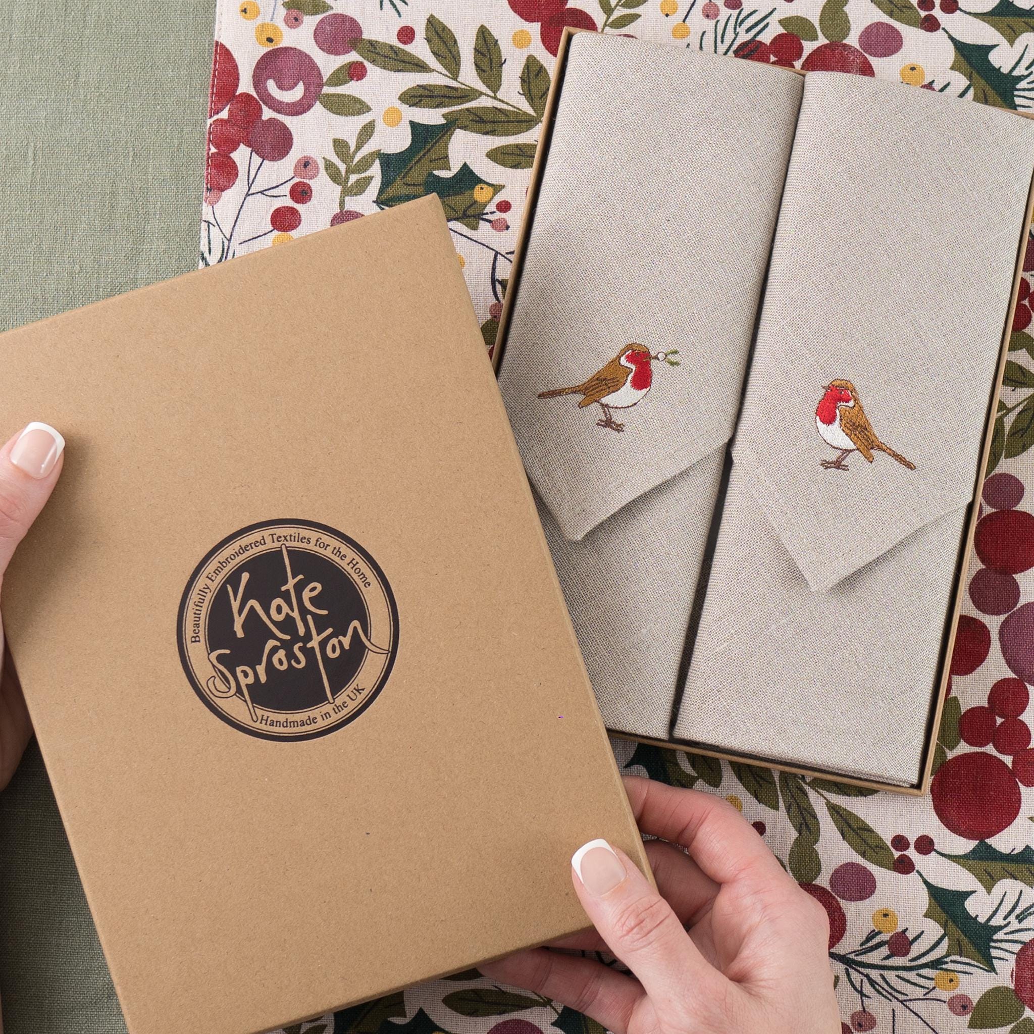 Embroidered Mr & Mrs Robin Napkins - Set of Two - Etsy UK