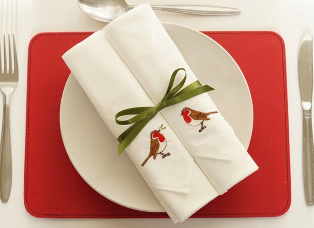 Embroidered Mr & Mrs Robin Napkins Set of Two - Etsy UK