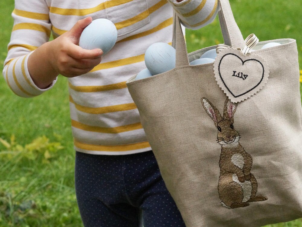 Personalised Easter Egg Hunt Embroidered Linen Rabbit Bag - Etsy