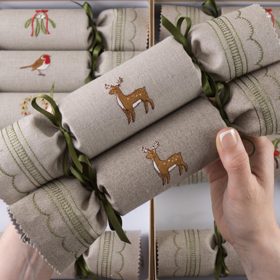 SECOND - Dark Linen Woodland Reusable Christmas Crackers - Etsy