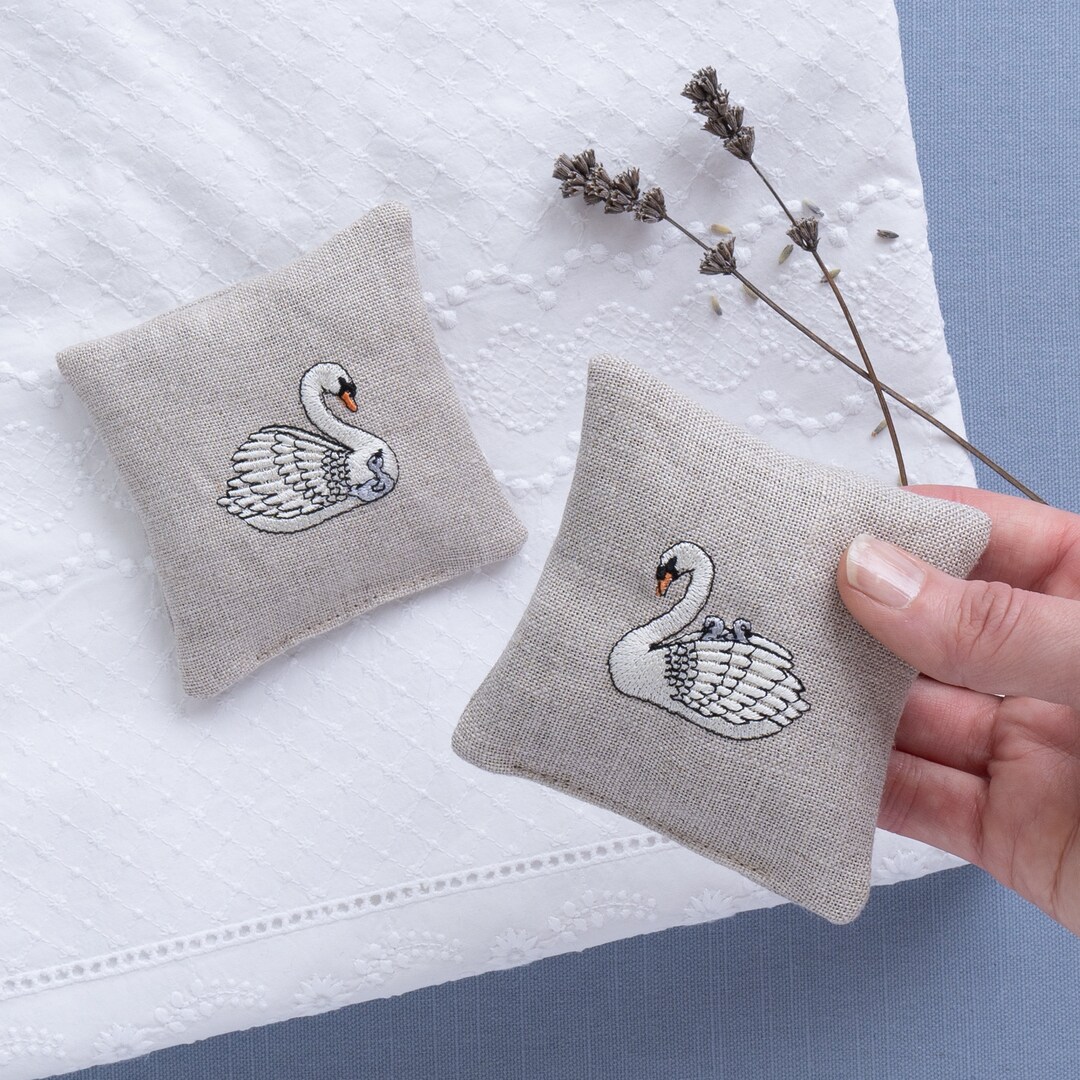 Embroidered Swan Lavender Sachets - Set of Two - Etsy