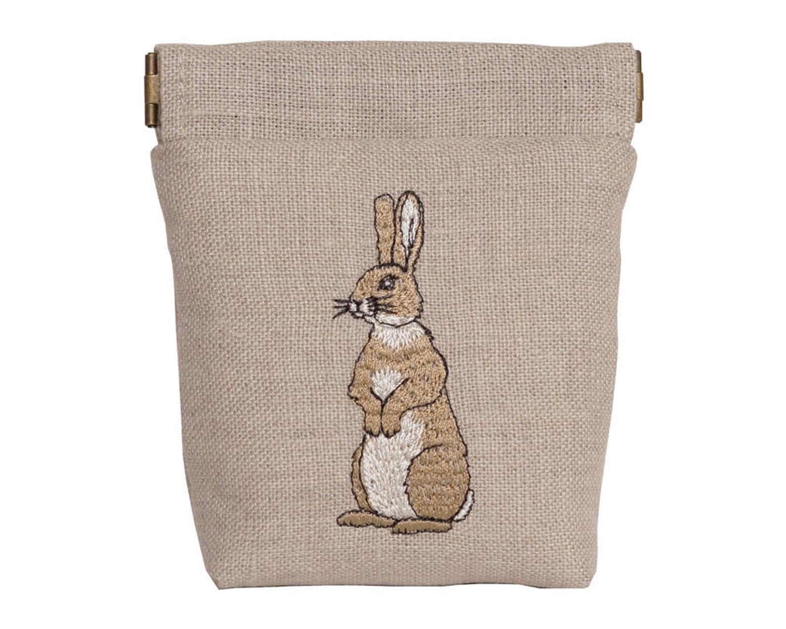 Rabbit Snap Purse - Embroidered Linen Easter Gift - Etsy