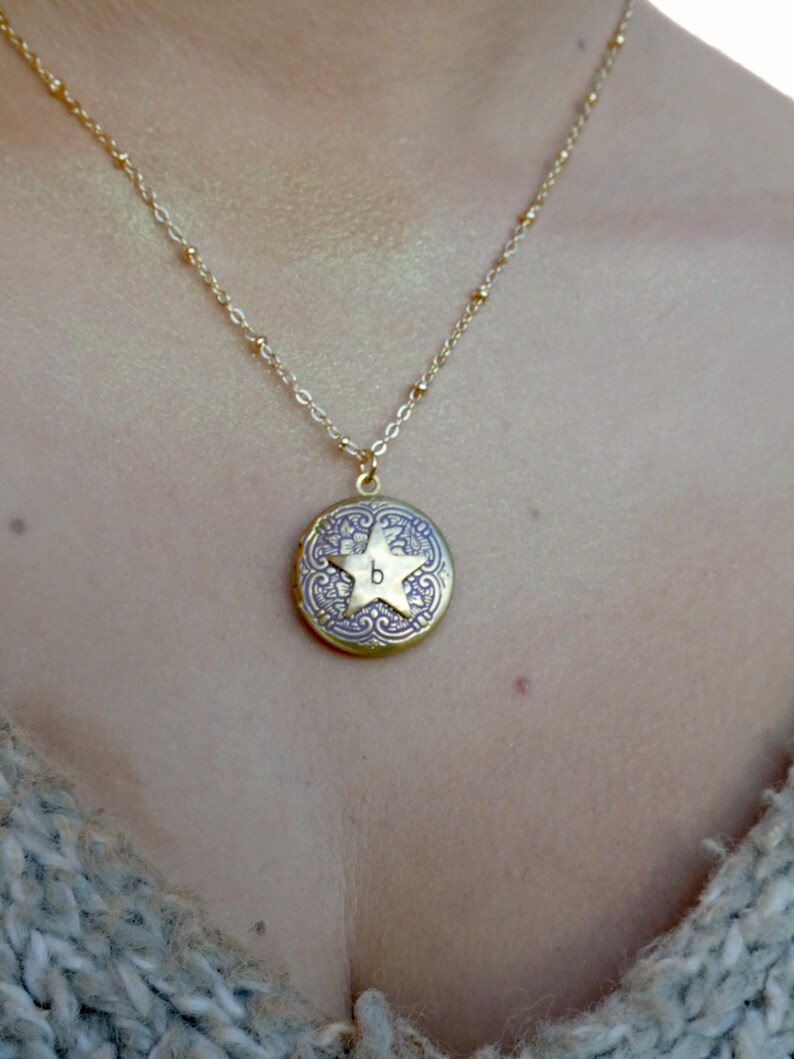 Personalised Star Locket Initial Locket Personalized Gold | Etsy