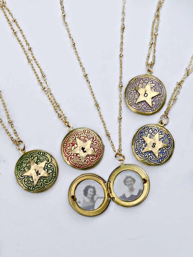 Personalised Star Locket Initial Locket Personalized Gold | Etsy