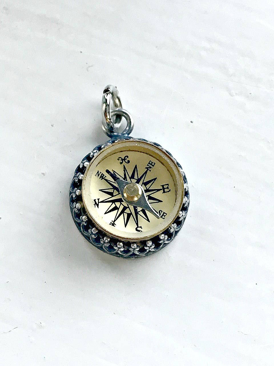 Sterling Silver Working Compass Charm Travelling Jewelry | Etsy
