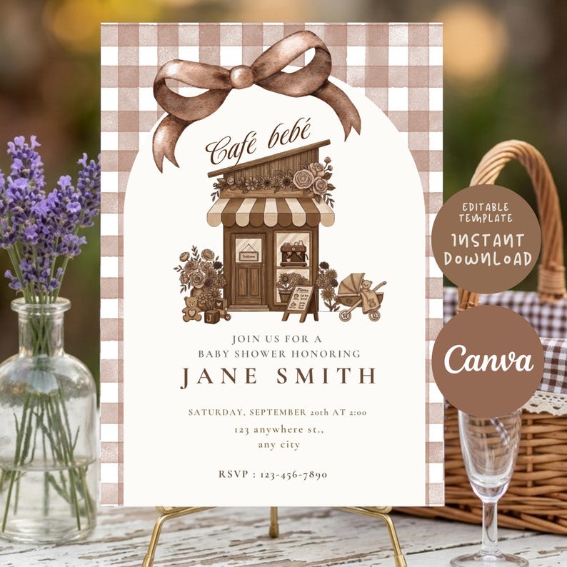 Café Bébé Baby Shower Invitation, Baby Shower With Coffee, Coffee ...