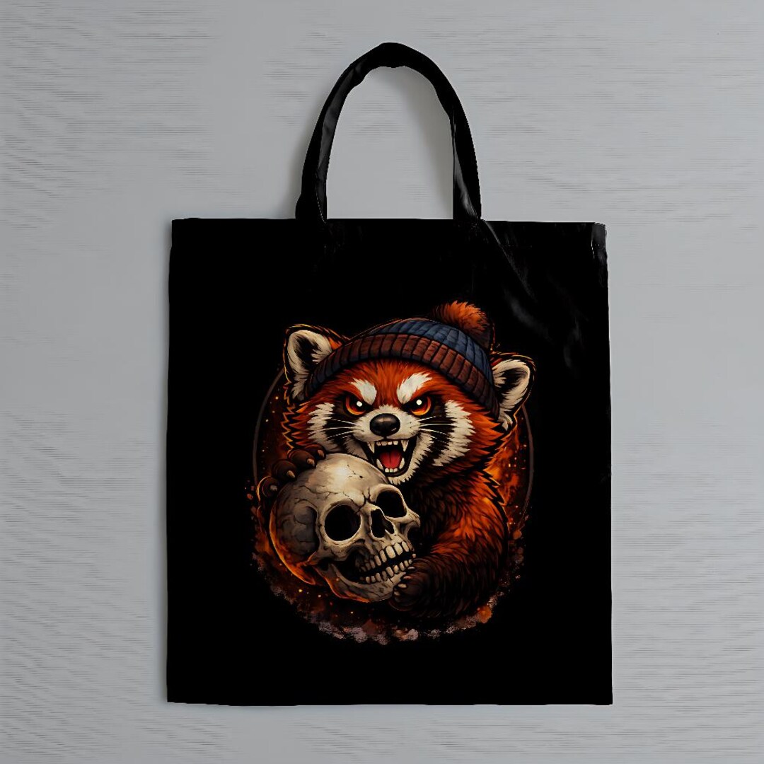 Dark Red Panda Skull Logo | Gothic Animal Digital Design | Beanie Panda ...