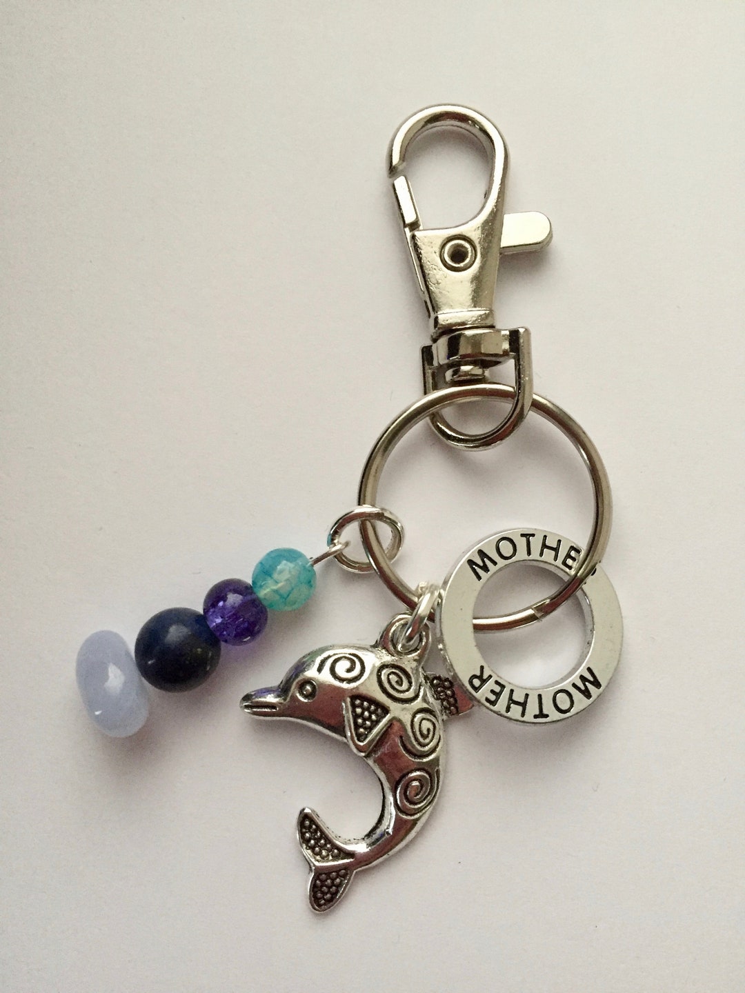Gemstone Mother Keyring, Dolphin Keyring, but Keychain, Mothers Day ...