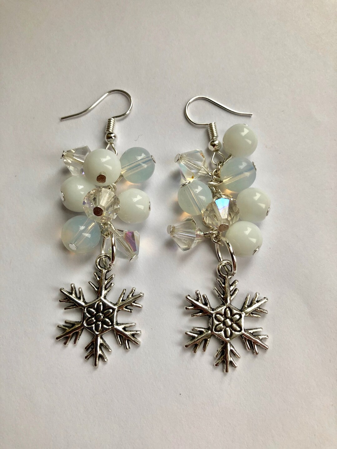 Icey Snow Earrings Icicle Earrings Opalite Earrings - Etsy