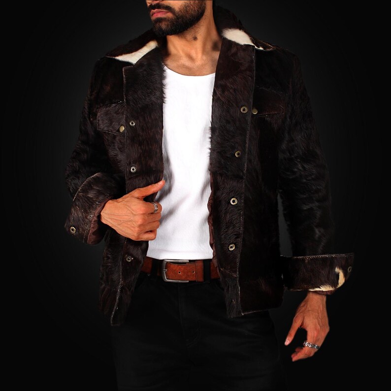Men’s Maverick Genuine Hair-on Cow Skin Western Style, Natural Leather ...