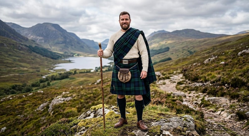 Scottish Wool Kilt for Men – Traditional Highland Kilt Heritage Garment ...
