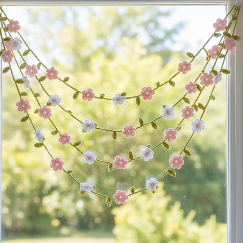 Boho Crochet Flower Curtain Pattern , Leaf Wall Hanging , Curtain for ...