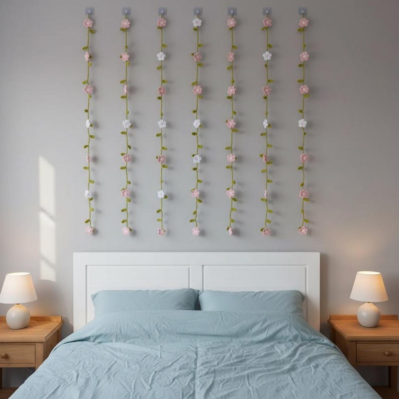 Boho Crochet Flower Curtain Pattern , Leaf Wall Hanging , Curtain for ...