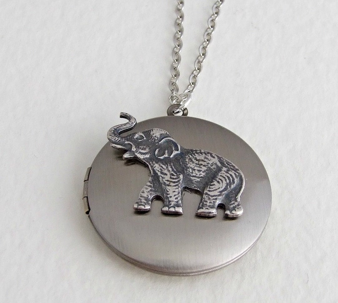Elephant Locket .. Animal Locket Elephant Necklace Silver - Etsy