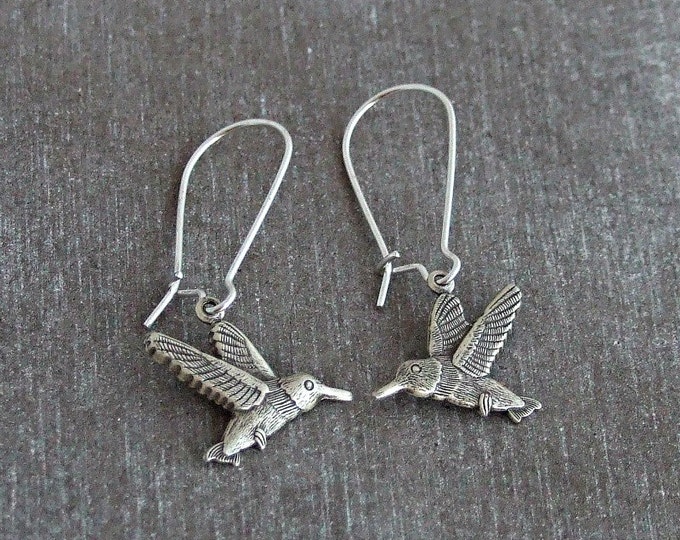 Hummingbird Earrings .. Silver Bird Earrings Bird Earrings | Etsy