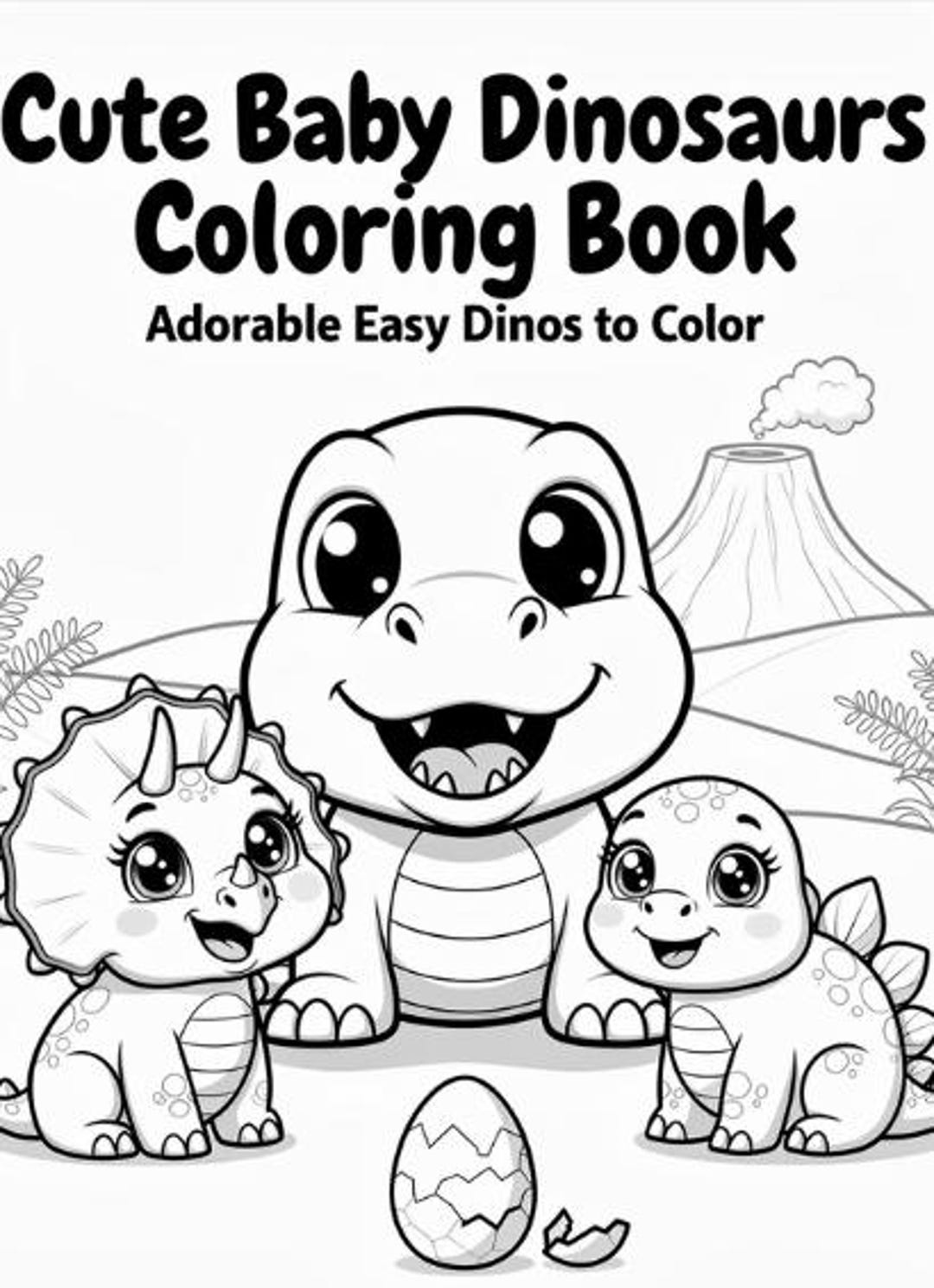 Baby Dinosaurs Coloring Book for Toddlers | Easy Dino Art (digital PDF ...