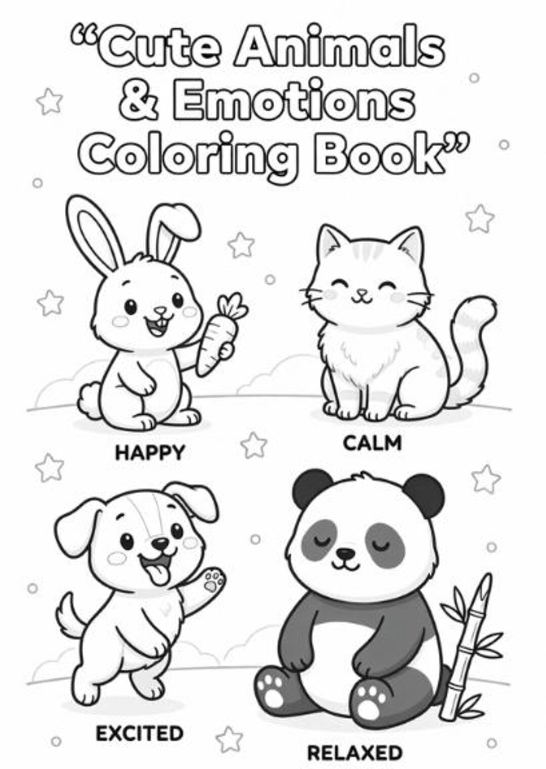 Kids Coloring Book | Animals & Emotions, Learning Activity (printable ...