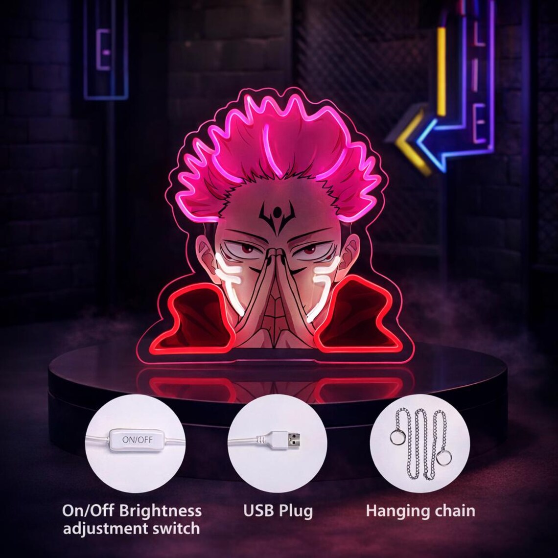 Sukuna Neon Sign | Jujutsu Kaisen | Anime LED Sign | Night Light Lamp ...