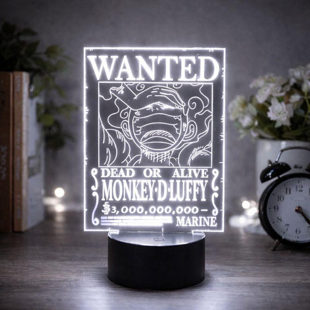 Luffy Wanted Poster LED Lamp, Anime Room Decor - Etsy