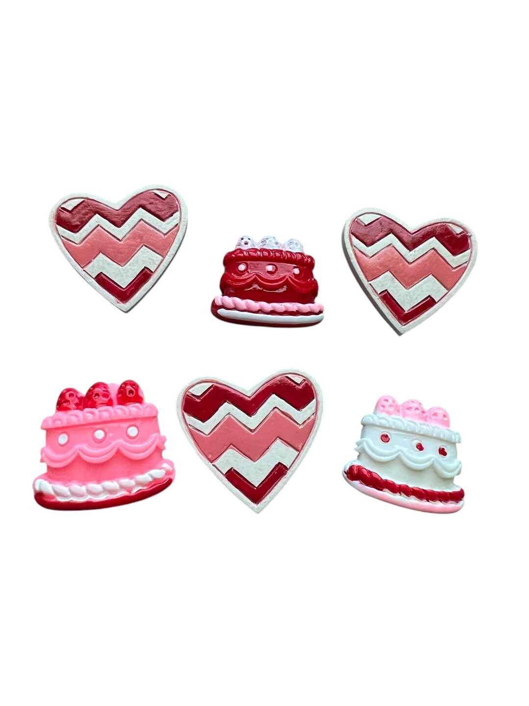 Valentine's Day Hearts and Cakes Fridge Magnets, Chevron Heart ...