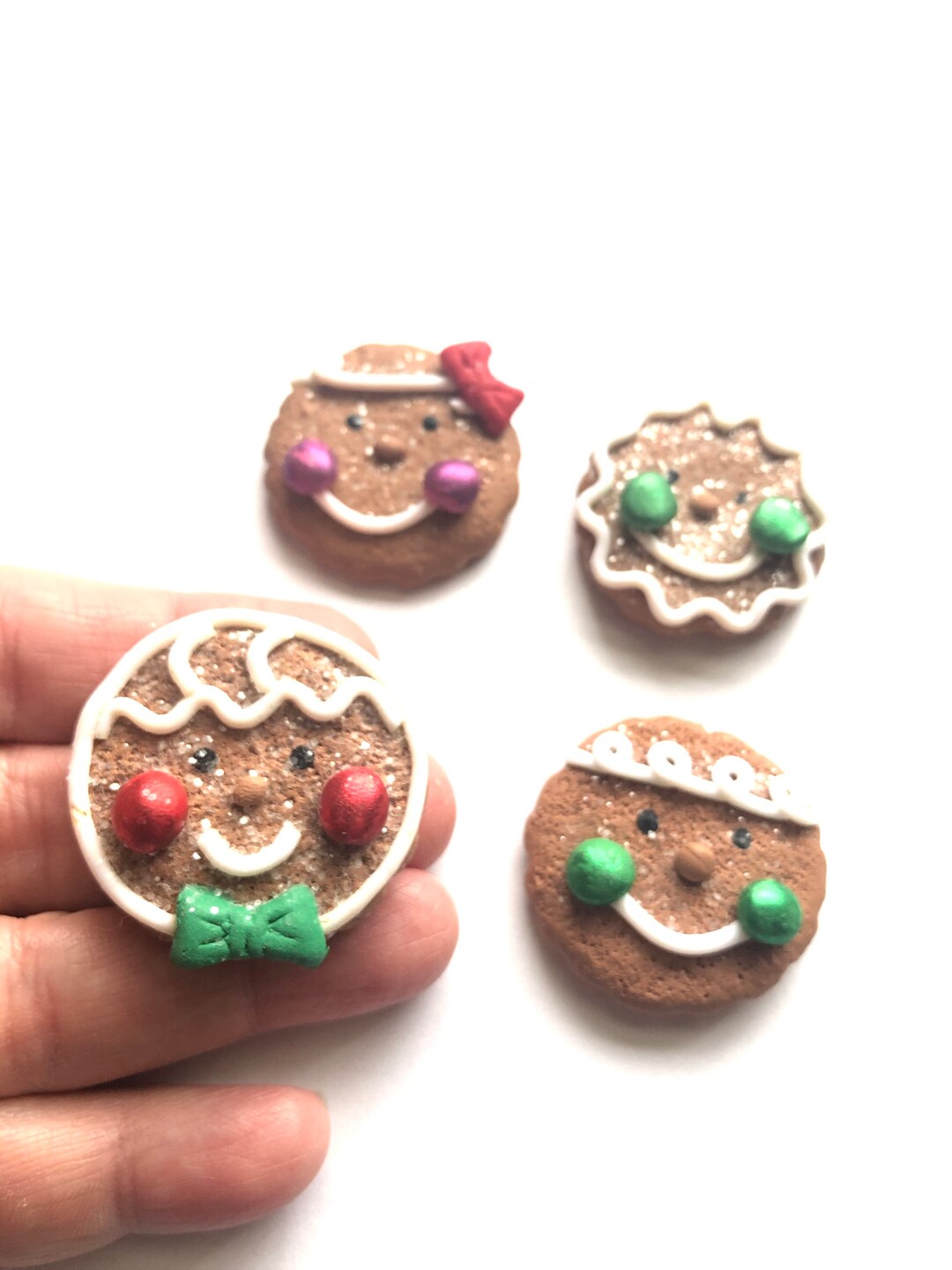 Gingerbread Man Woman Magnets, Faces, Girl, Boy, Christmas Cookie, Clay ...