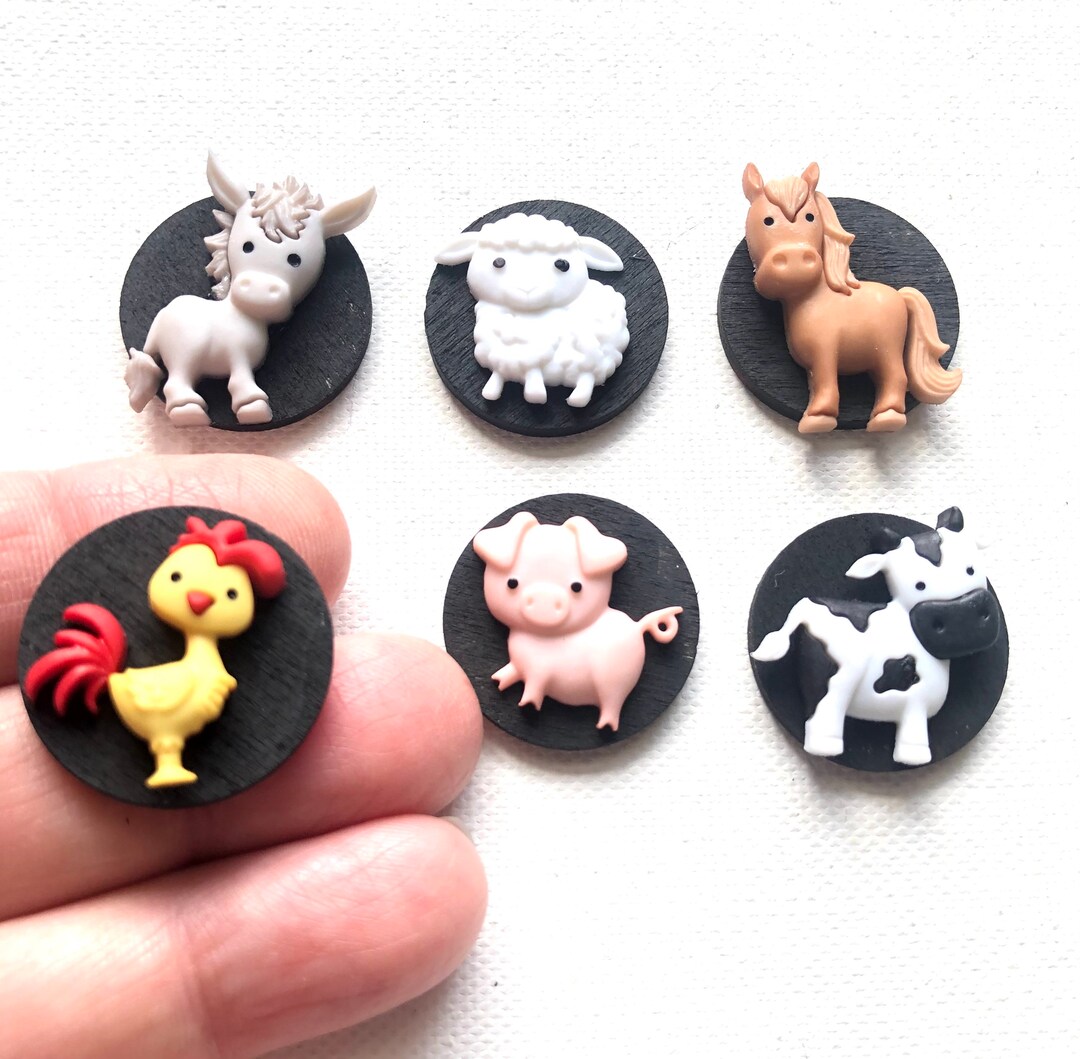 Farm Animal Magnets, Rooster, Horse, Pig, Sheep, Barnyard Animals ...