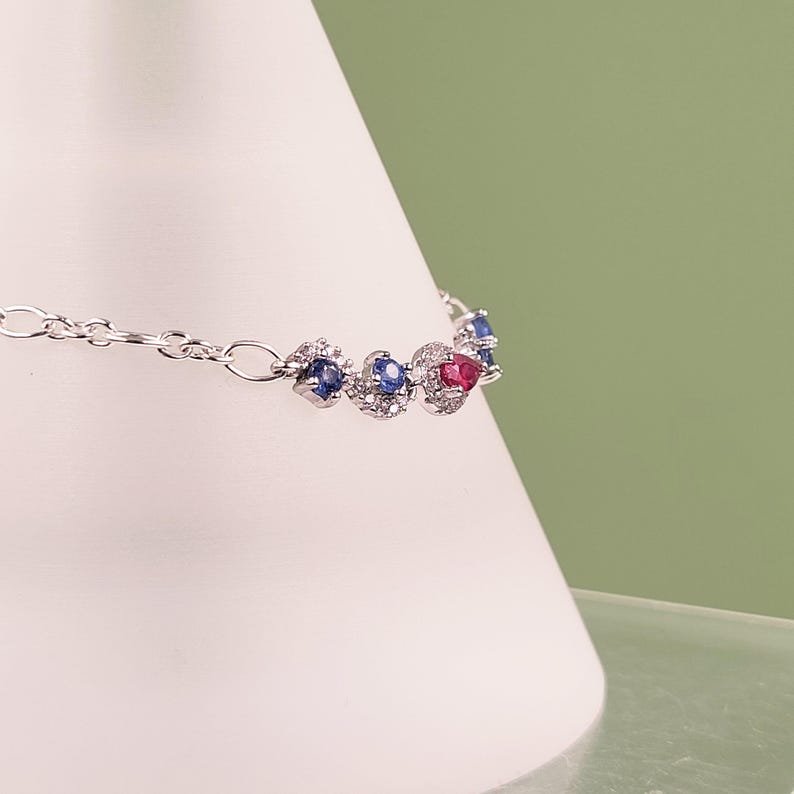 Ruby Kyanite Sterling Silver Bracelet, Tanzanite & Cubic Zirconia - Etsy UK