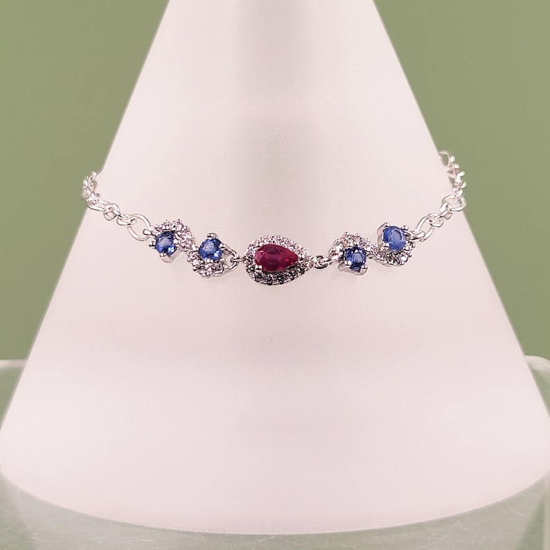 Ruby Kyanite Sterling Silver Bracelet, Tanzanite & Cubic Zirconia - Etsy UK